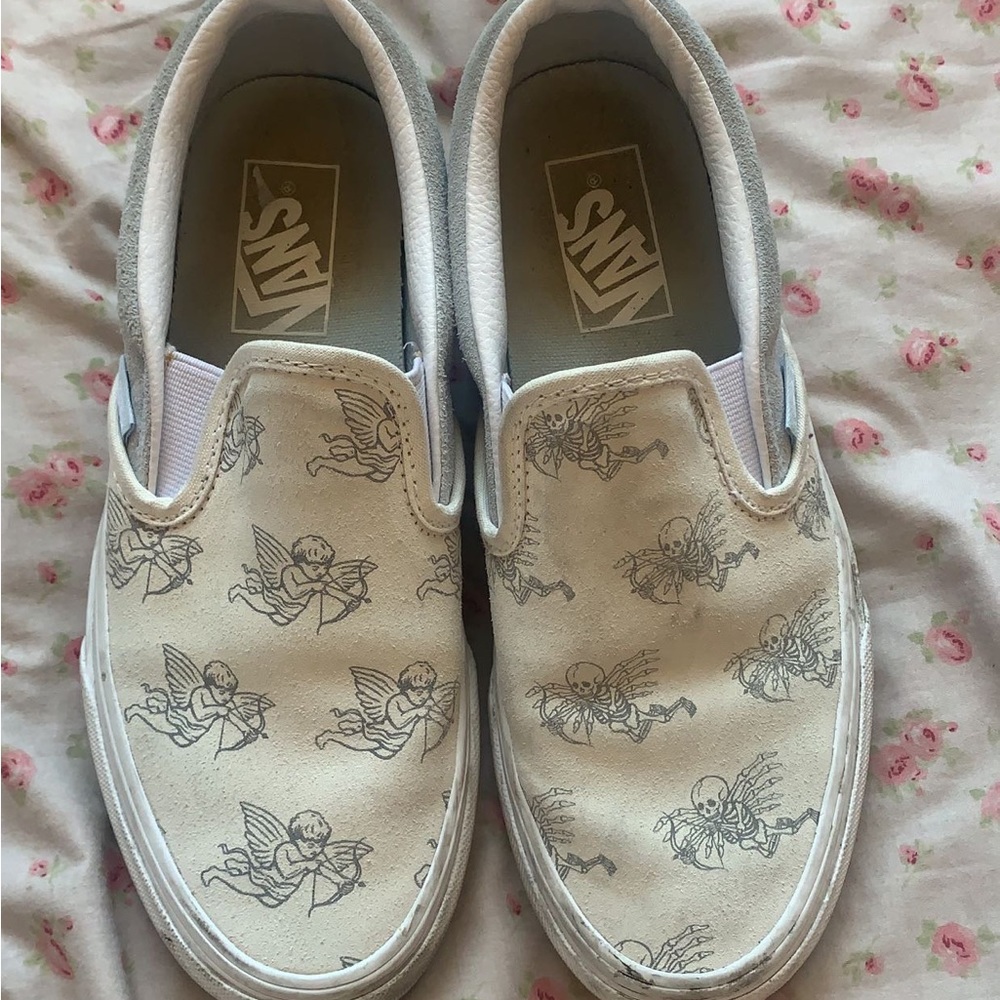 Vans Angel Skeleton Cherub Slip Ons - Gem
